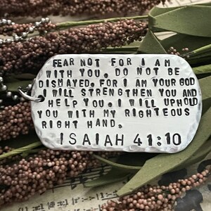 Handstamped Scripture Necklace, Isaiah 41:10, Bible Quote Jewelry ...