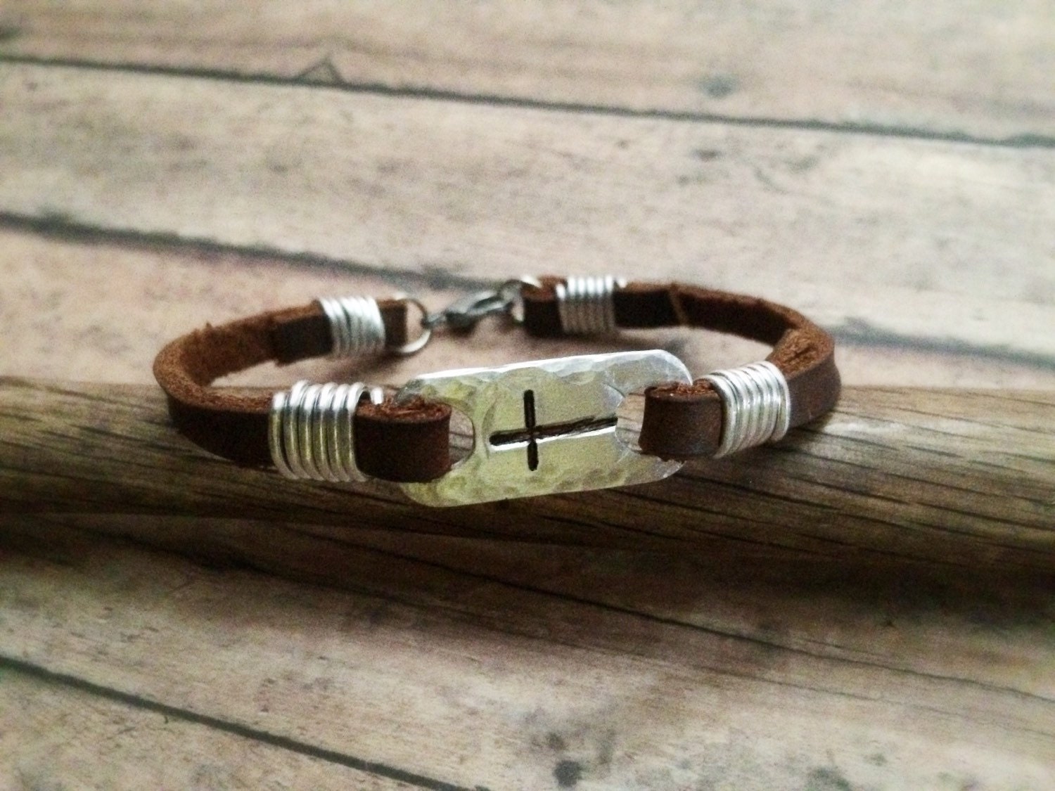 Cross Bracelet Cross Leather Bracelet Rustic Cross Bracelet | Etsy