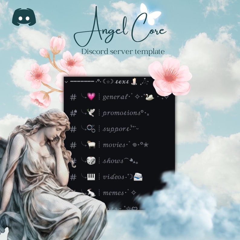 Angel Core Discord Server Template. Aesthetic Cute Server for Twitch ...