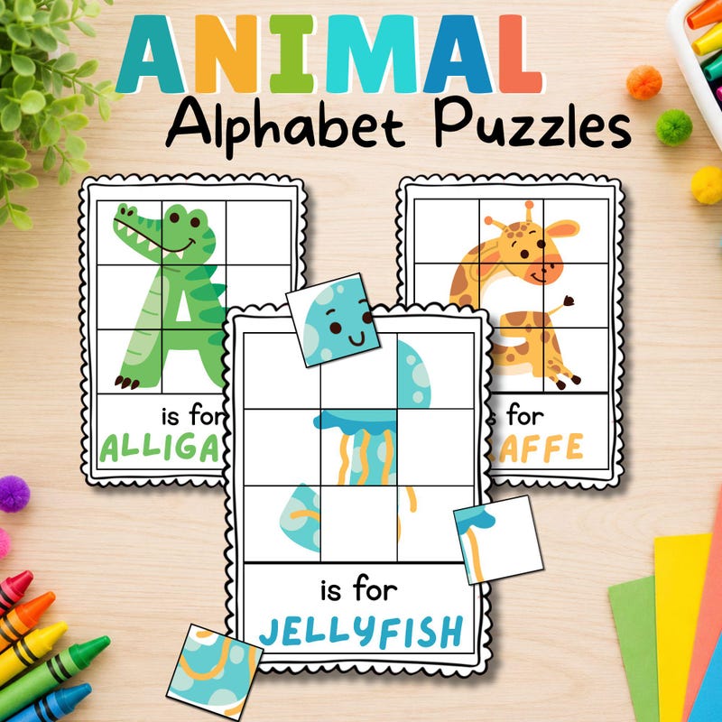Alphabet Animal Puzzle - Etsy