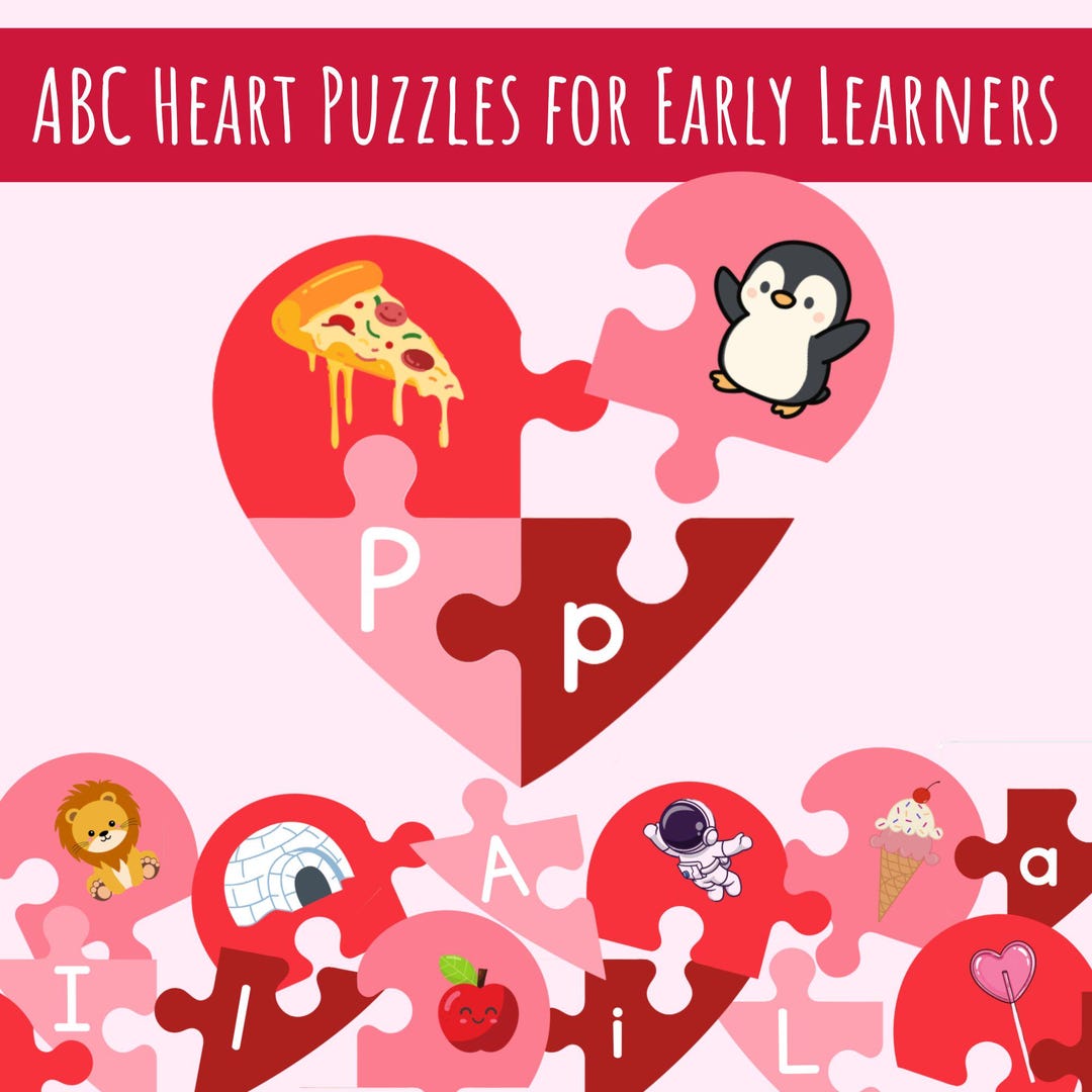 ABC Heart Puzzles for Early Learners - Etsy Australia