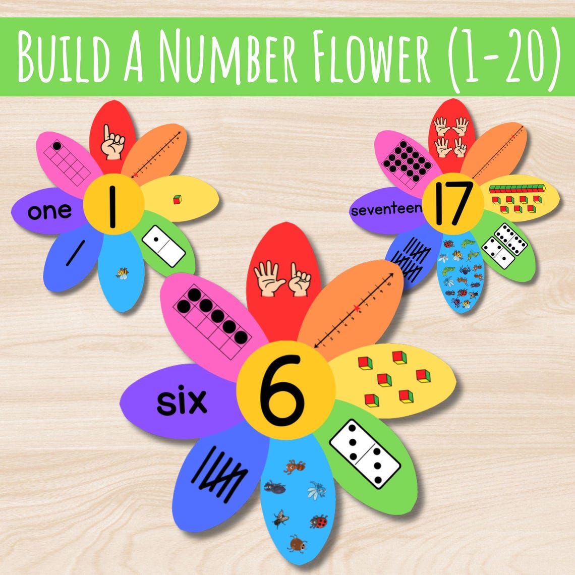 Number Sense Flower Activity 1–20 – Preschool Math Center Printable ...