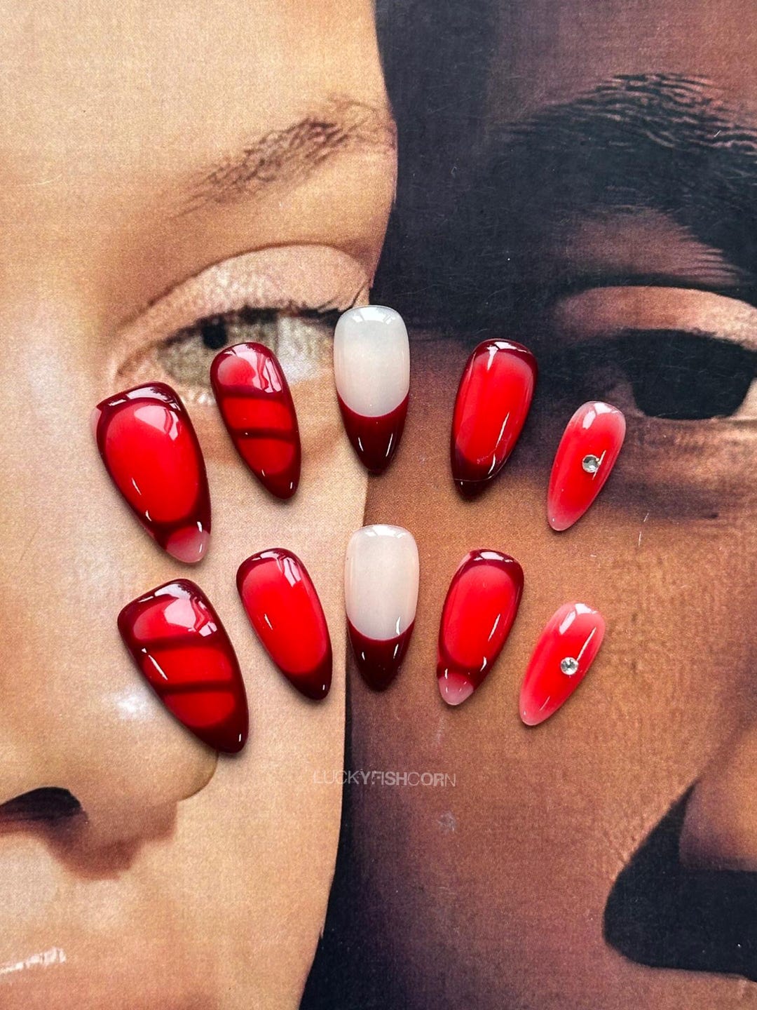 Claret French Press on Nails Short Almond Nails/gothic Nails/bloody ...