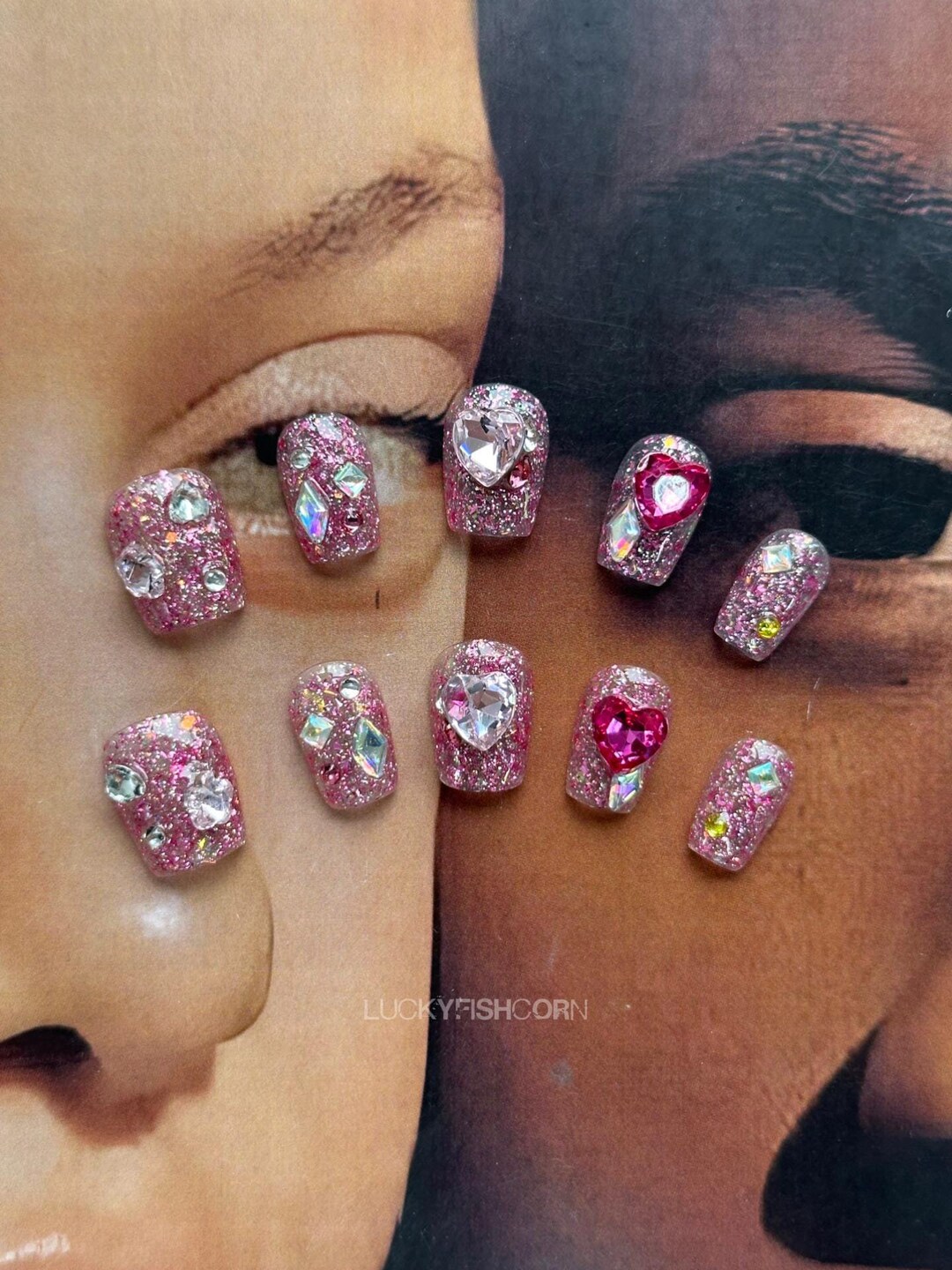 Y2K Pink Press on Nails Short Nails/y2k Nails/pink Nails/cute Nails ...
