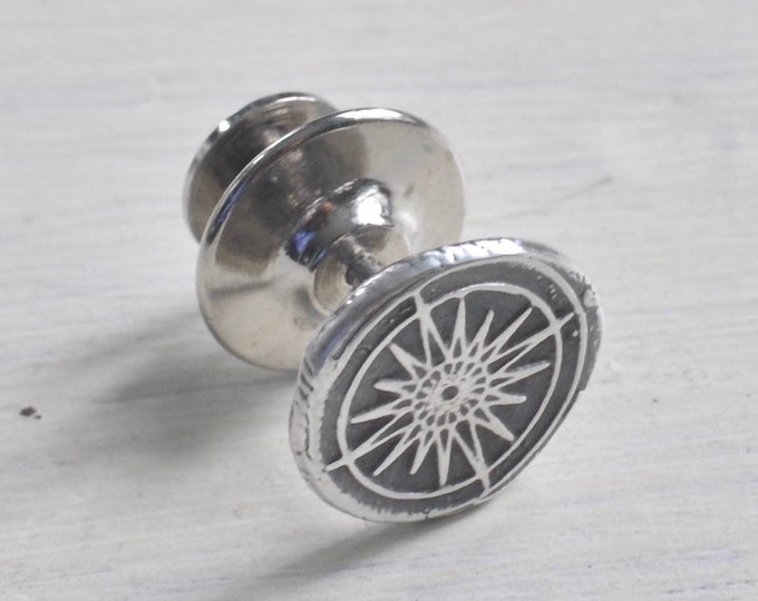 Compass Rose Tie Tack Pin Sterling Silver Compass Wax Seal Tie Tack ...