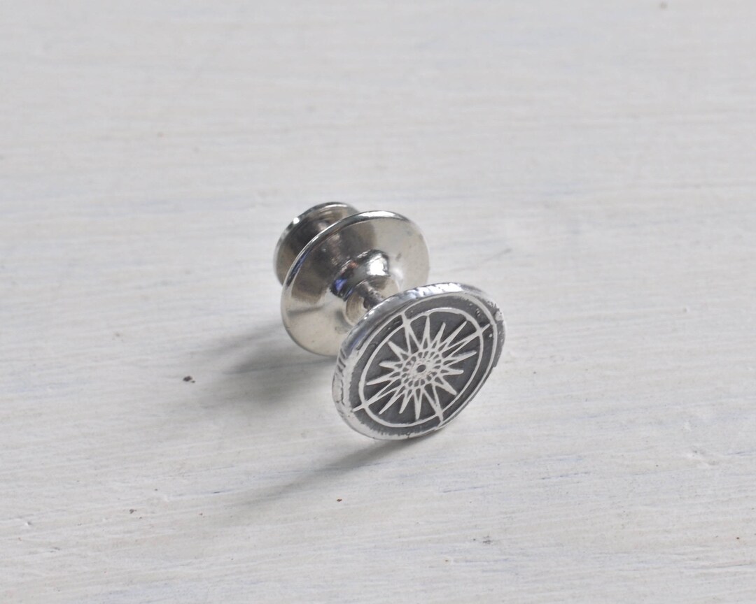 Compass Rose Tie Tack Pin - Sterling Silver Compass Wax Seal Tie Tack ...