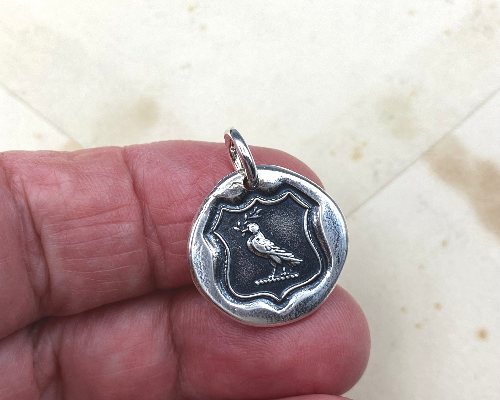 Dove Crest Wax Seal Necklace Peace Sterling Silver Wax | Etsy