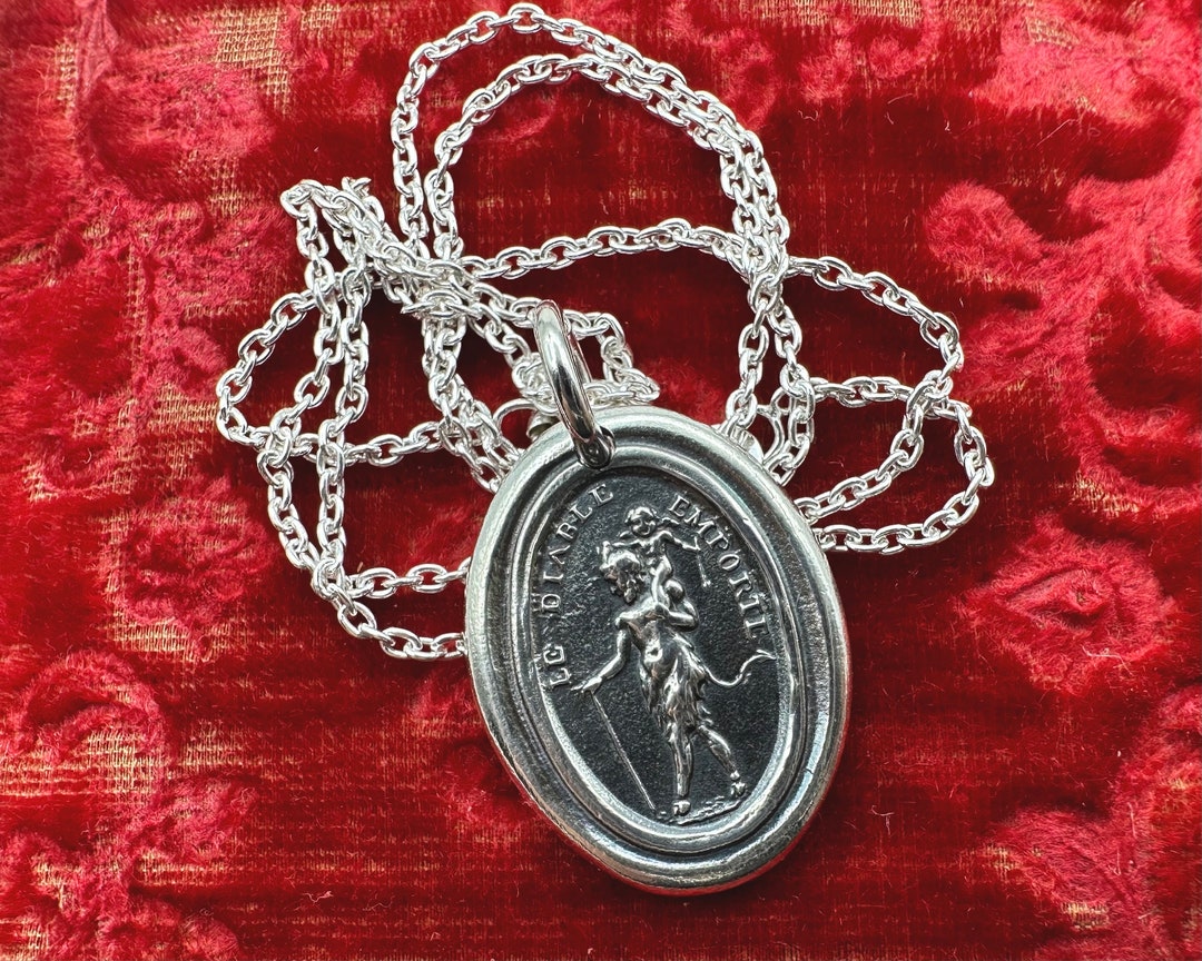 Devil Necklace - Devil and Cupid Wax Seal Necklace - Le Diable Emporte ...