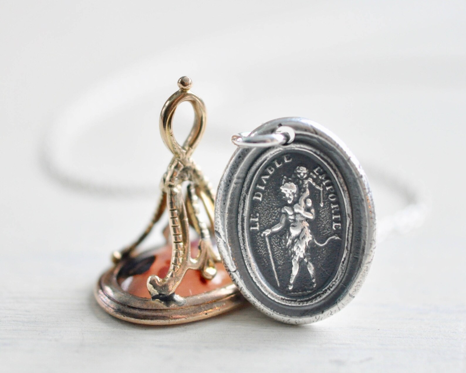 Devil Necklace Devil and Cupid Wax Seal Necklace Le Diable | Etsy