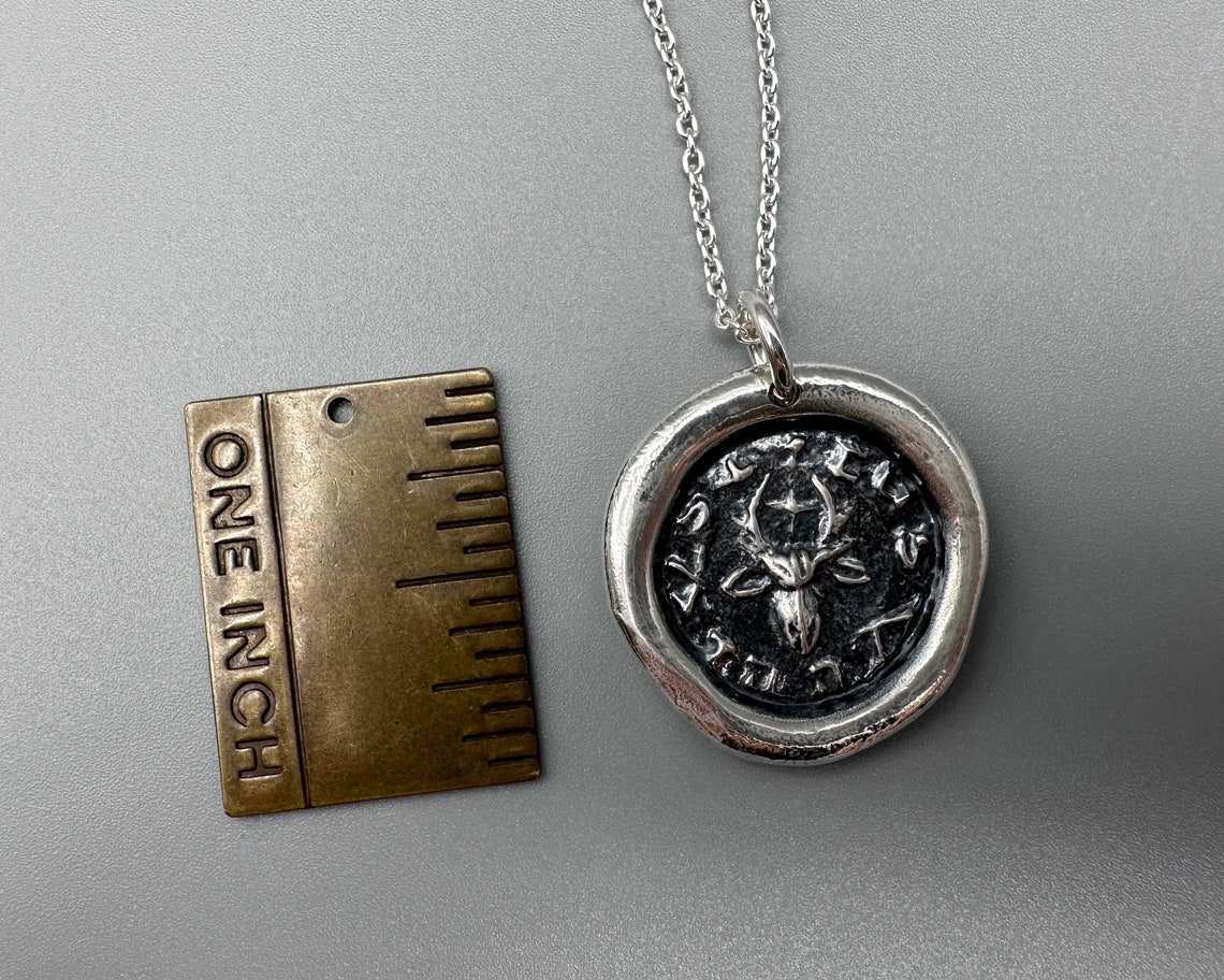 St. Hubert Wax Seal Necklace - St. Hubertus Stag Pendant - Saint of ...