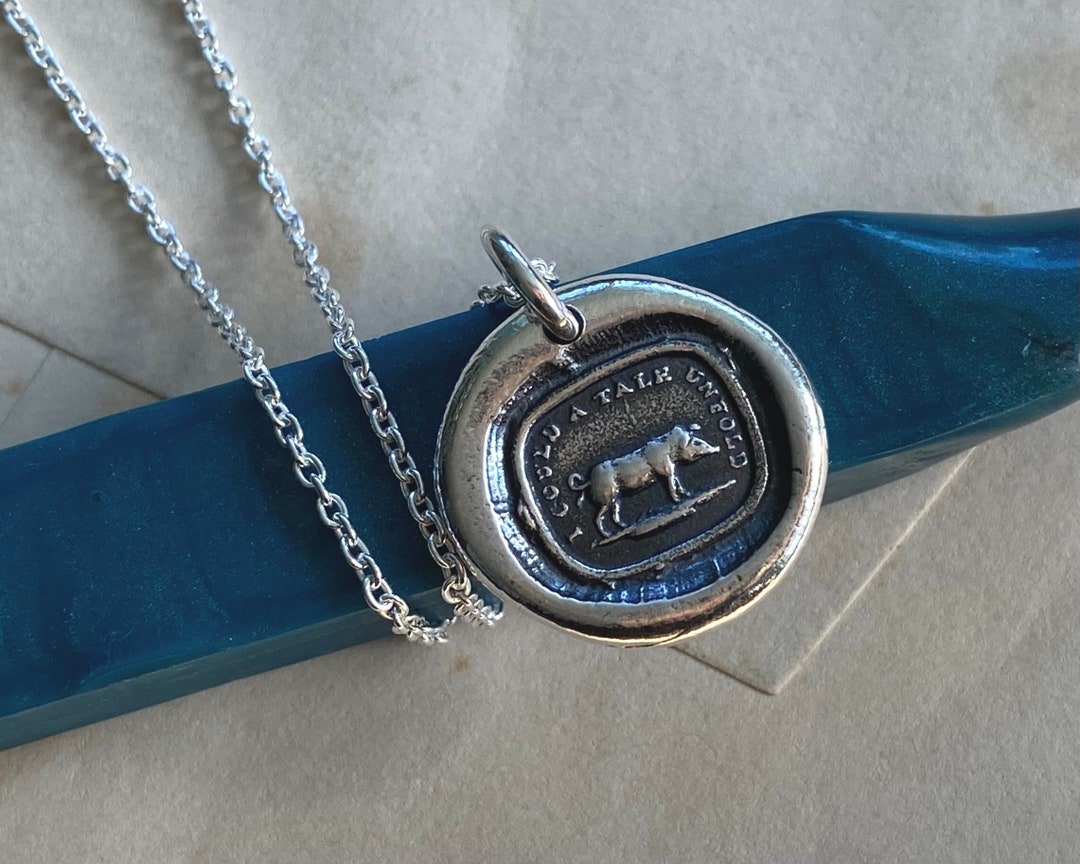 Pig Wax Seal Necklace ... I Could a Tale Unfold - Gift for the ...