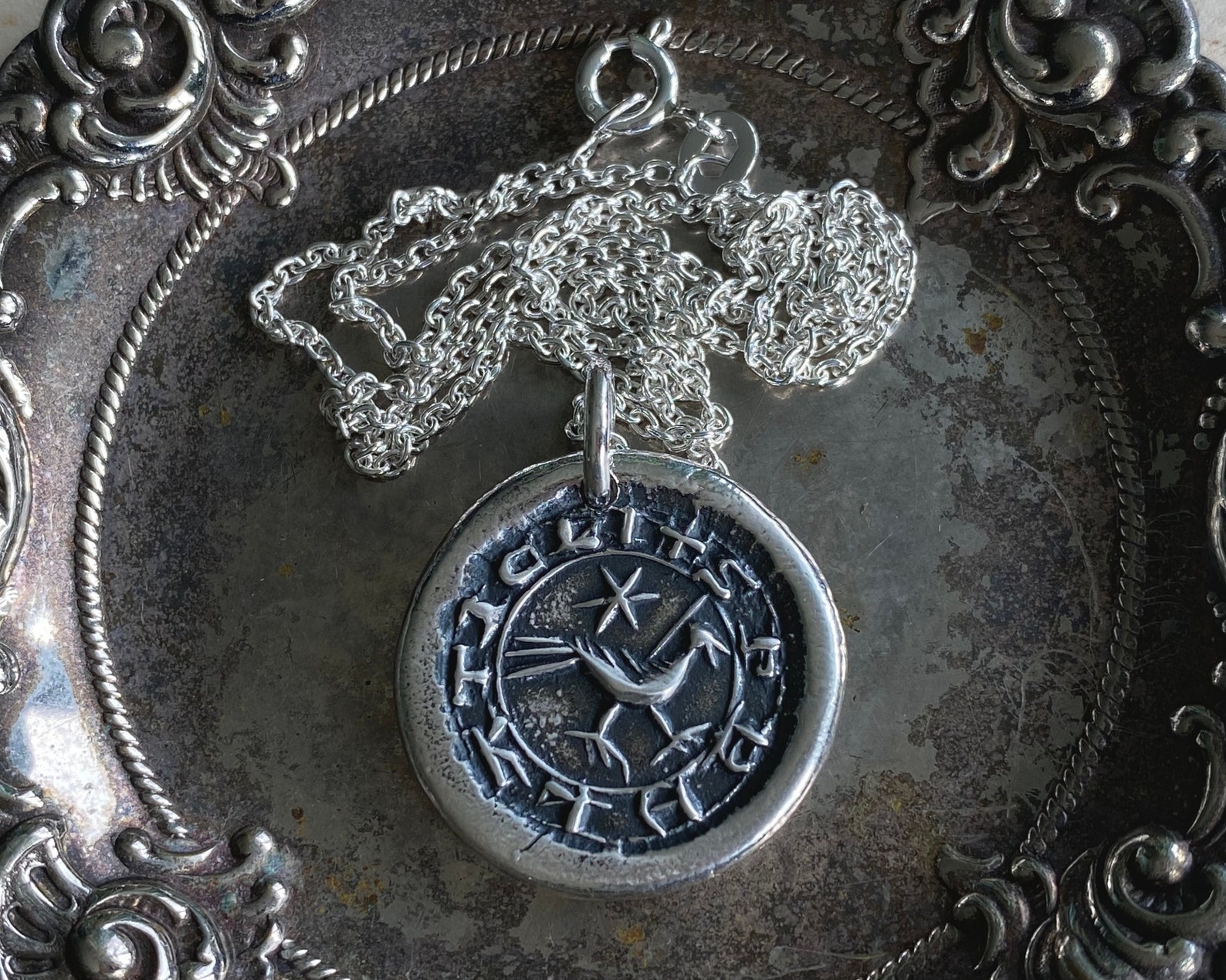 Crow Wax Seal Necklace Friendship Medieval Wax Seal - Etsy