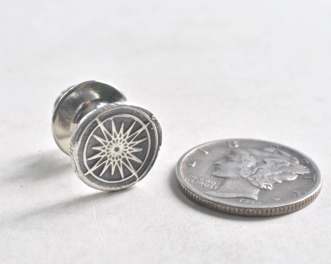 Compass Rose Tie Tack Pin - Sterling Silver Compass Wax Seal Tie Tack ...