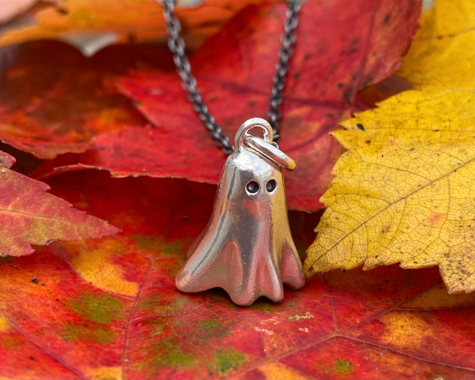 Ghost Necklace Pendant ... Spooky Halloween Jewelry - Etsy