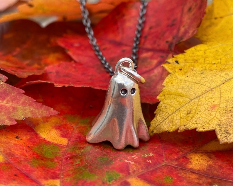 Ghost Necklace Pendant ... Spooky Halloween Jewelry - Etsy