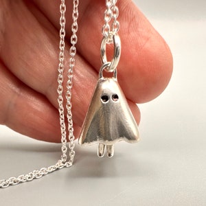 Ghost Necklace Pendant ... Dancing Ghost ... Spooky Halloween Jewelry ...