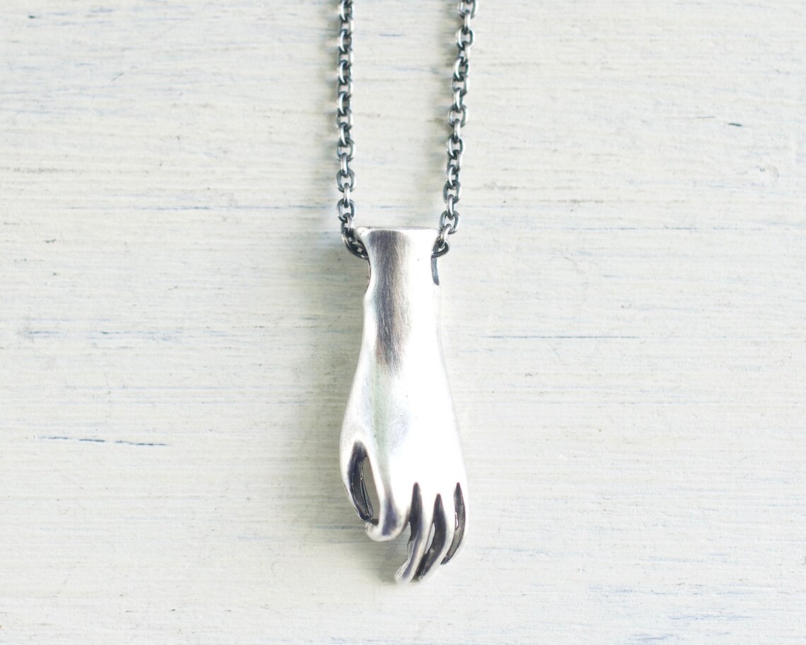 Left hand necklace figural hand pendant sterling silver | Etsy