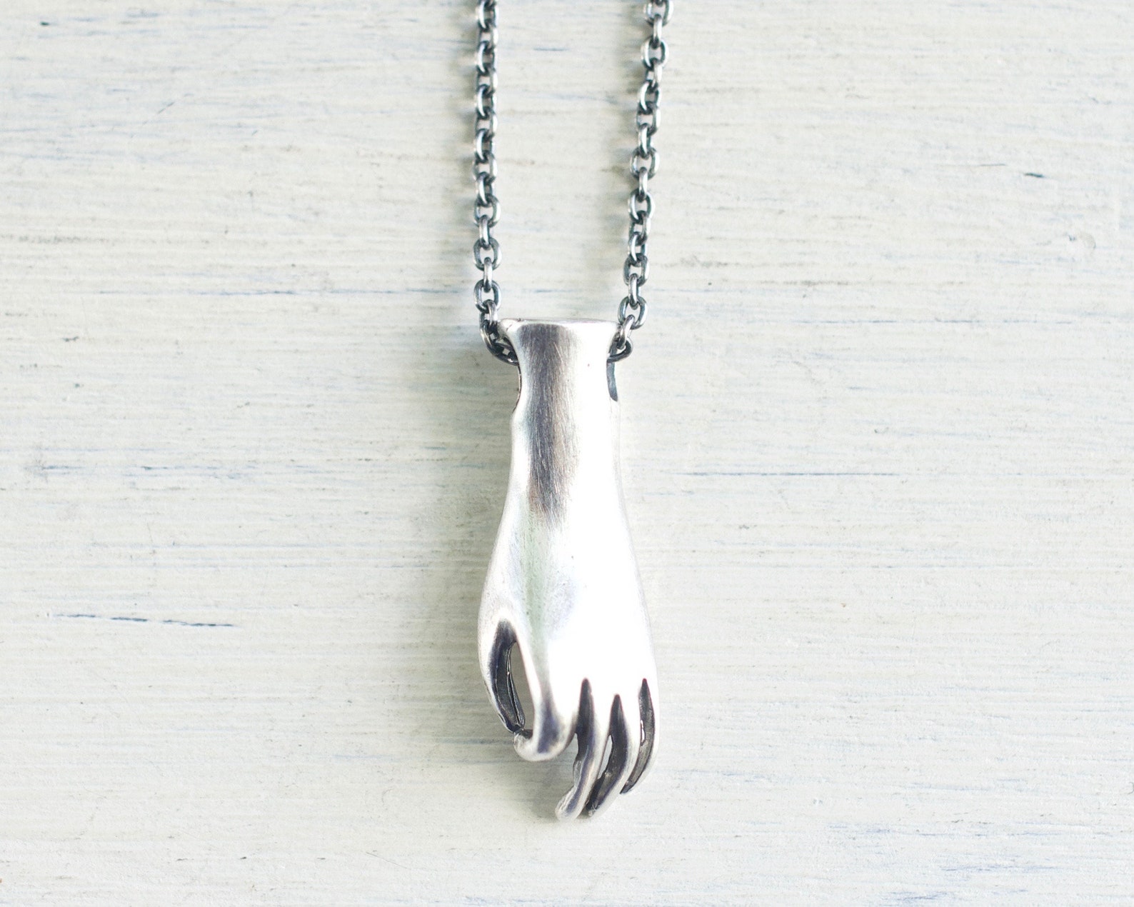Left hand necklace figural hand pendant sterling silver | Etsy
