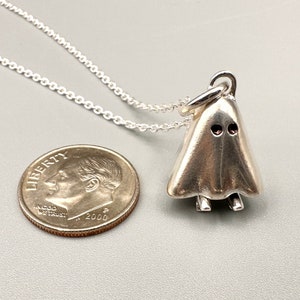 Ghost Necklace Pendant ... Dancing Ghost ... Spooky Halloween Jewelry ...