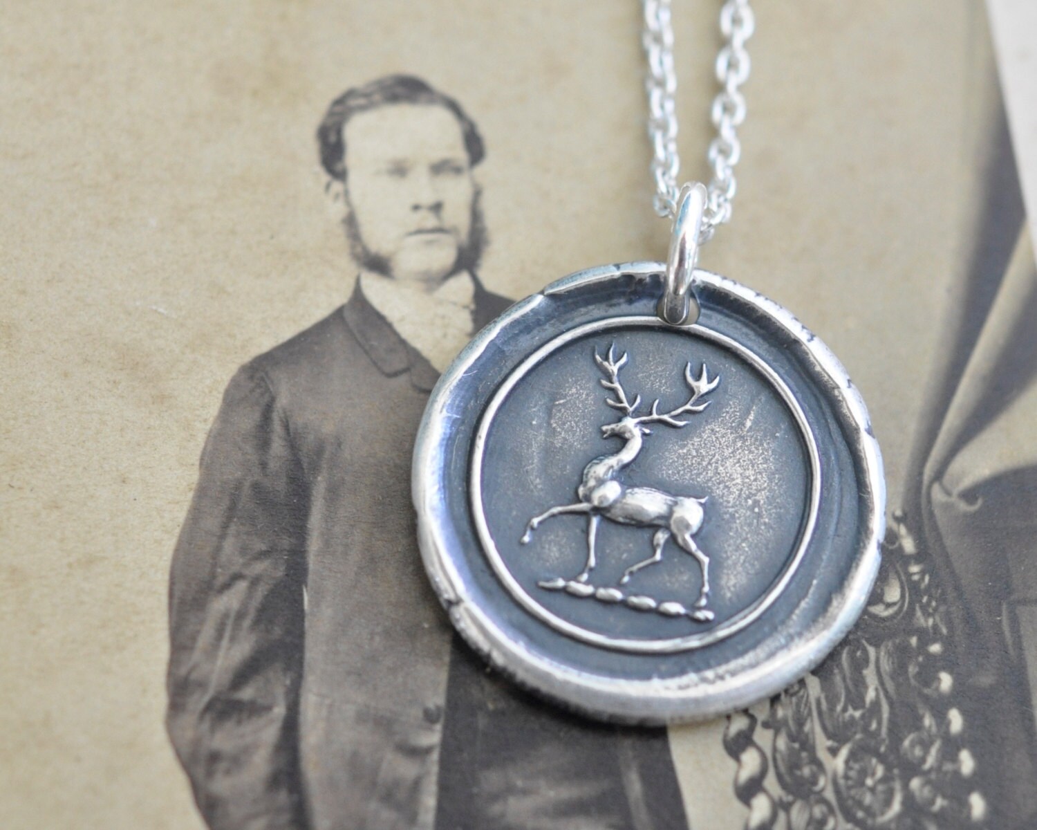 Stag Pendant - Stag Deer Wax Seal Necklace - Peace and Harmony - Wax ...