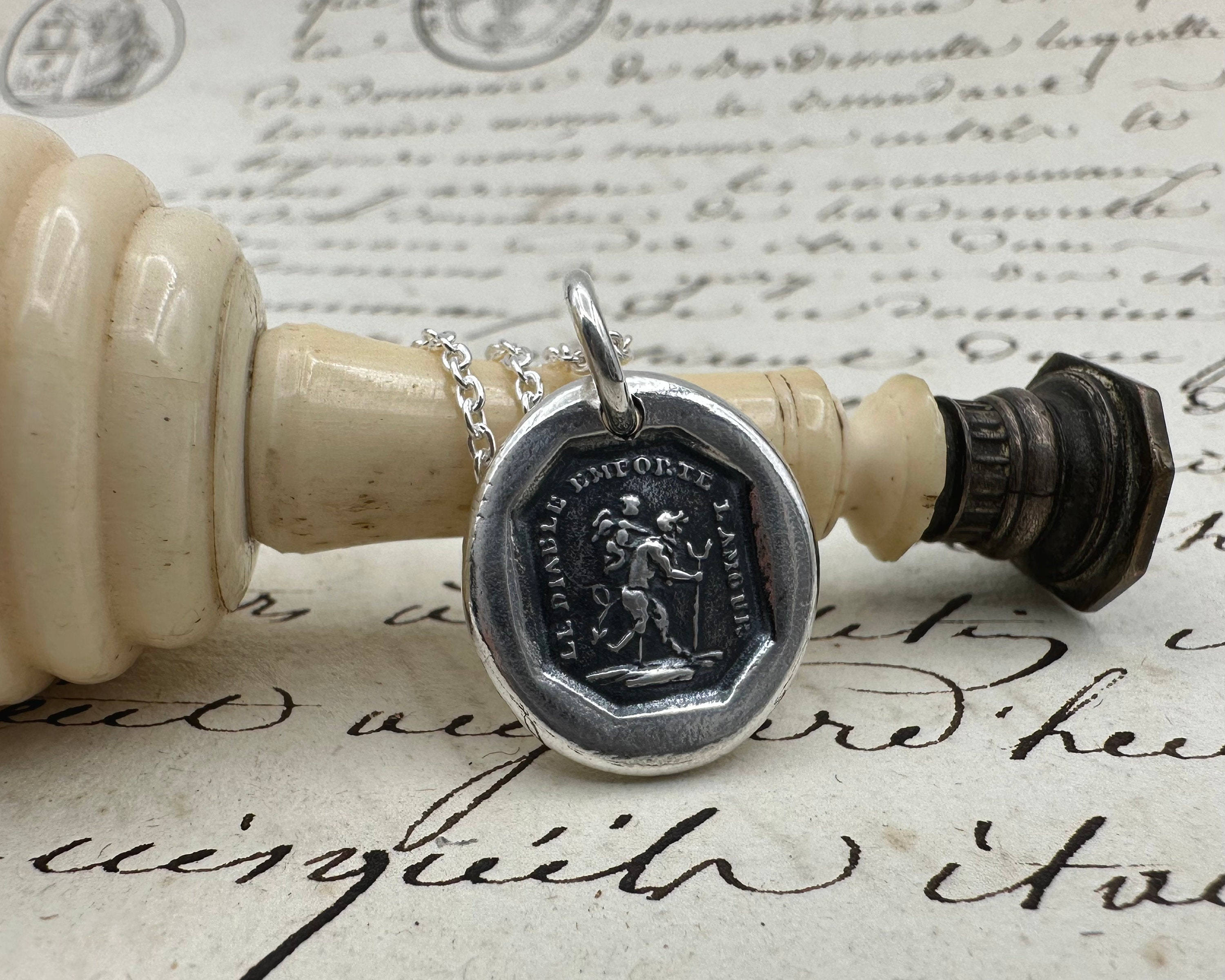 Devil Wax Seal Necklace Pendant - the Devil With Love - Le Diable ...