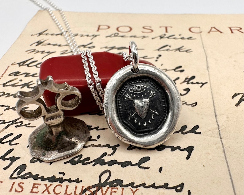 Bleeding Heart Wax Seal Necklace Meaningful Wax Seal Jewelry - Etsy