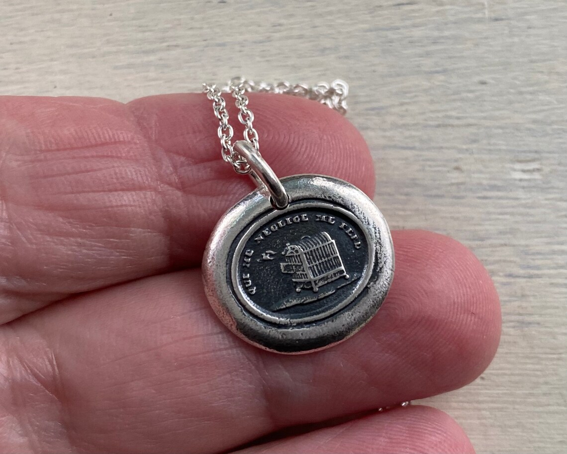 Bird Cage Wax Seal Necklace Bird Flying From Cage Pendant - Etsy