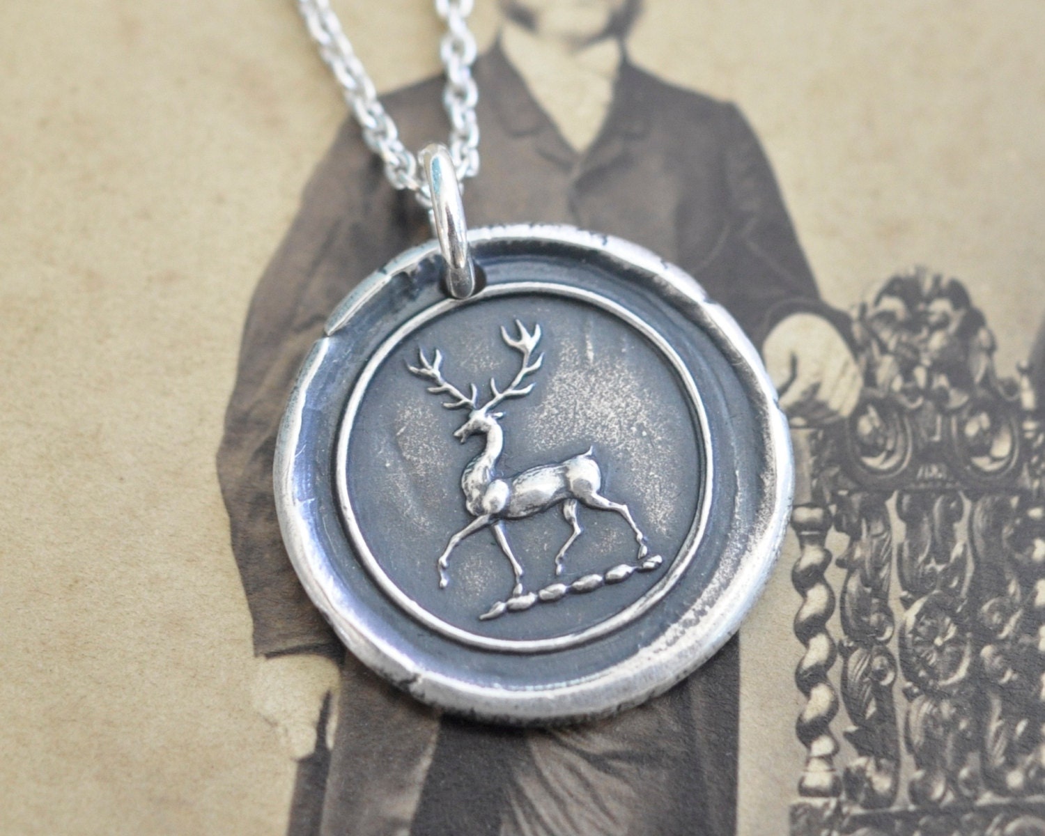 Stag Pendant - Stag Deer Wax Seal Necklace - Peace and Harmony - Wax ...
