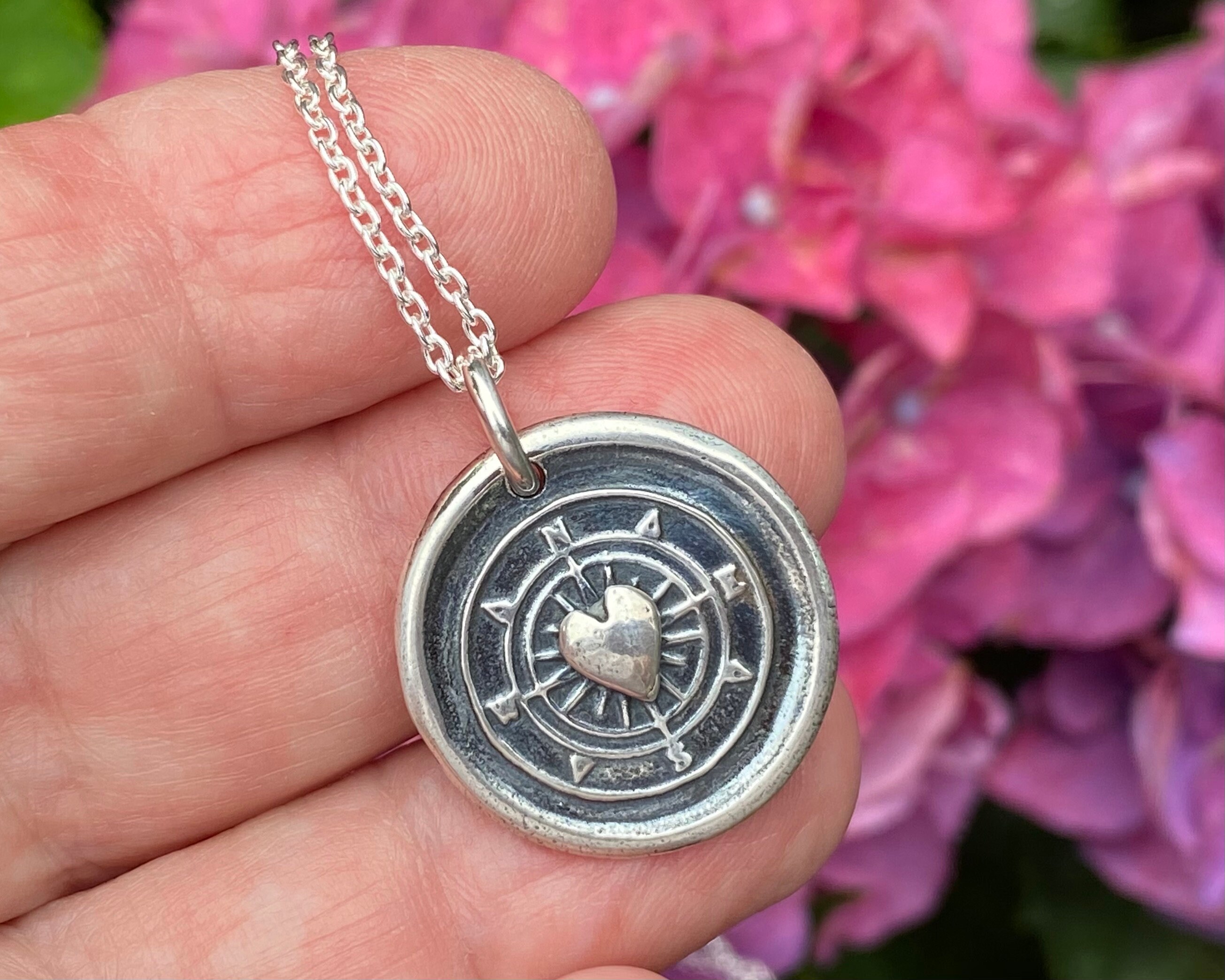 Follow Your Heart Compass Wax Seal Necklace - Meaningful Altered Art ...