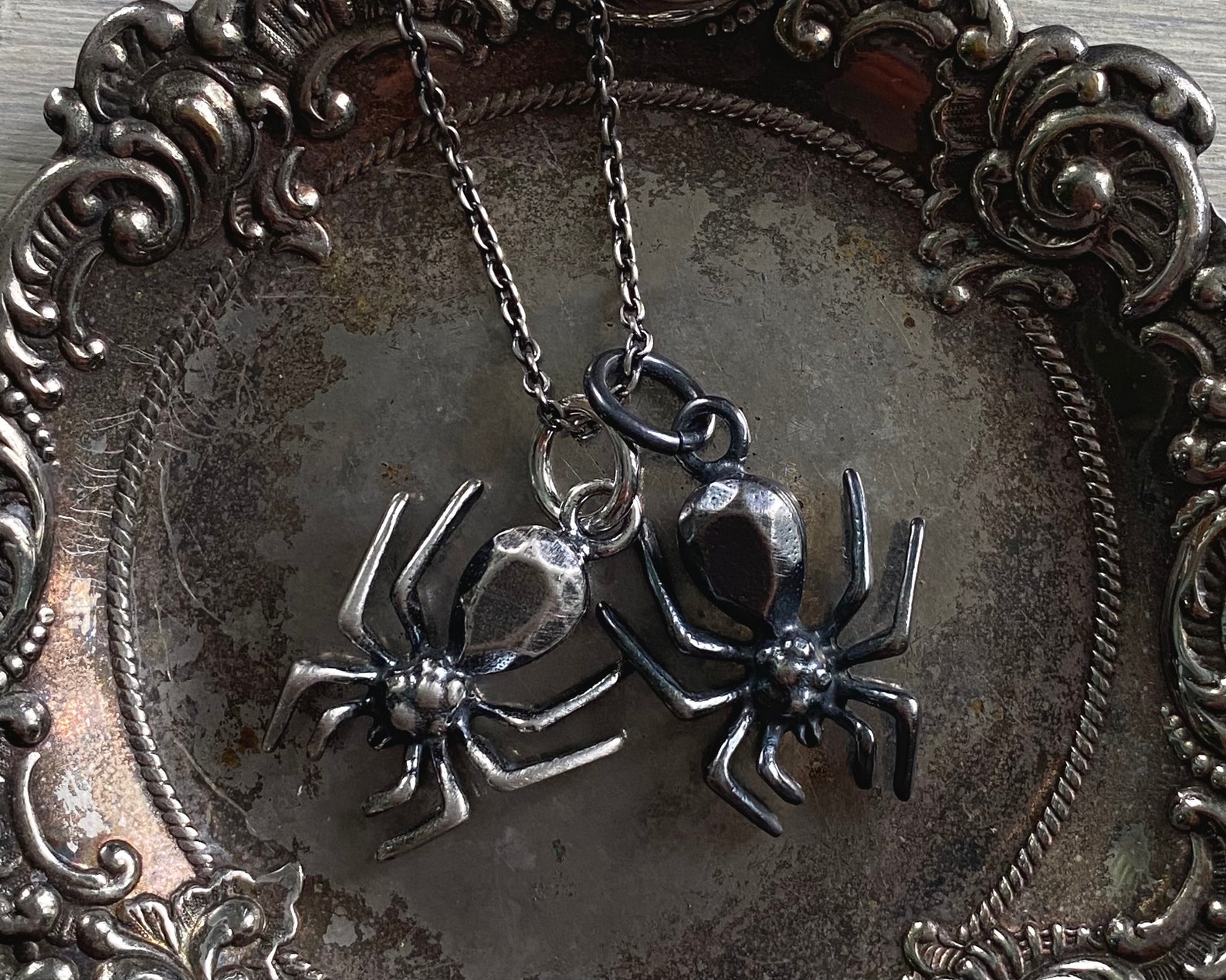 Spider Necklace Sterling Silver Whimsical Spider Jewelry - Etsy
