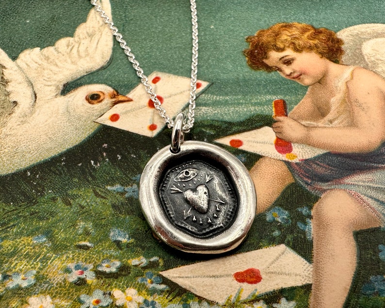 Bleeding Heart Wax Seal Necklace Meaningful Wax Seal Jewelry - Etsy