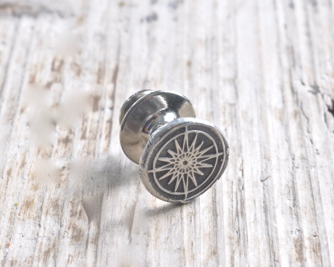 Compass Rose Tie Tack Pin - Sterling Silver Compass Wax Seal Tie Tack ...