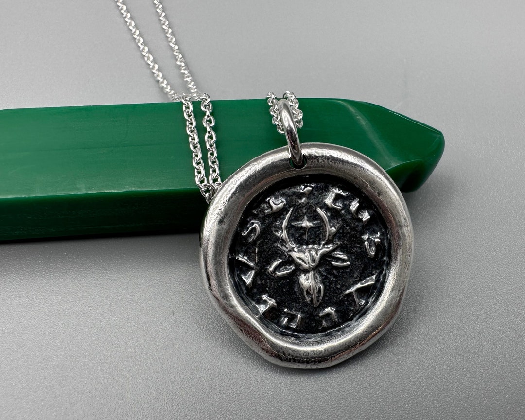 St. Hubert Wax Seal Necklace - St. Hubertus Stag Pendant - Saint of ...