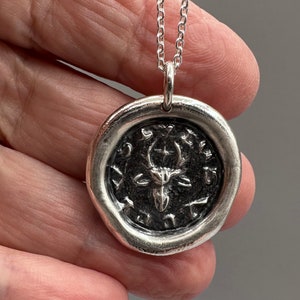 St. Hubert Wax Seal Necklace - St. Hubertus Stag Pendant - Saint of ...