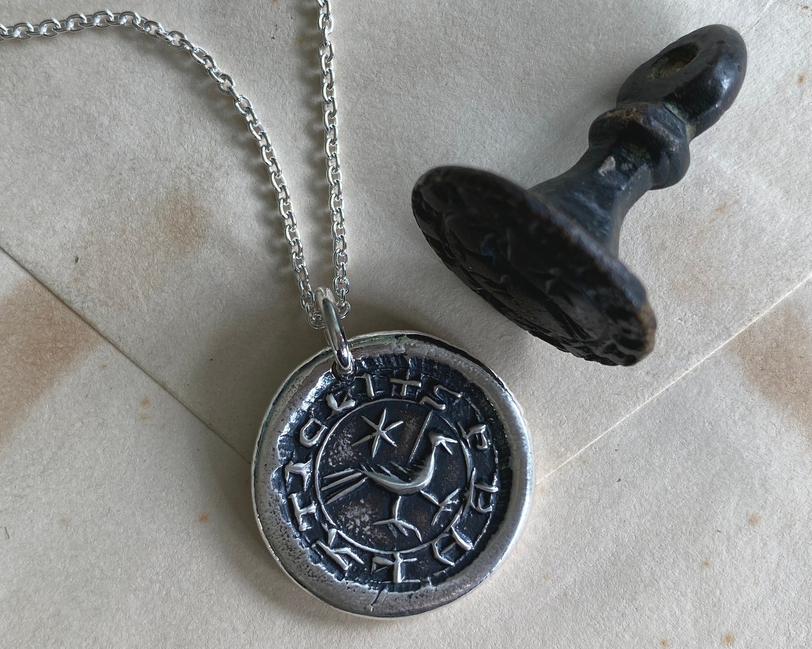 Crow Wax Seal Necklace Friendship Medieval Wax Seal - Etsy