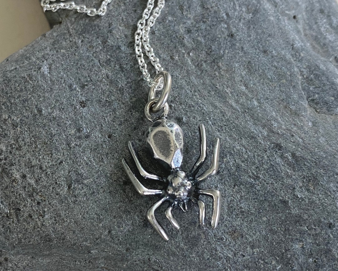 Spider Necklace Sterling Silver Whimsical Spider Jewelry - Etsy