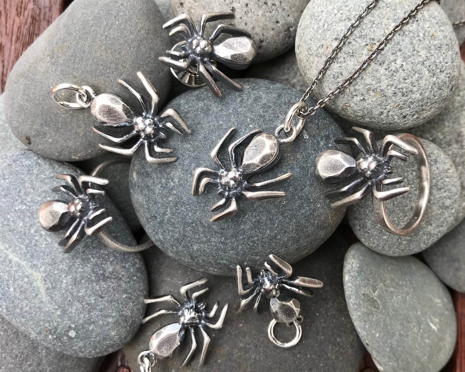 Spider Necklace Sterling Silver Whimsical Spider Jewelry | Etsy