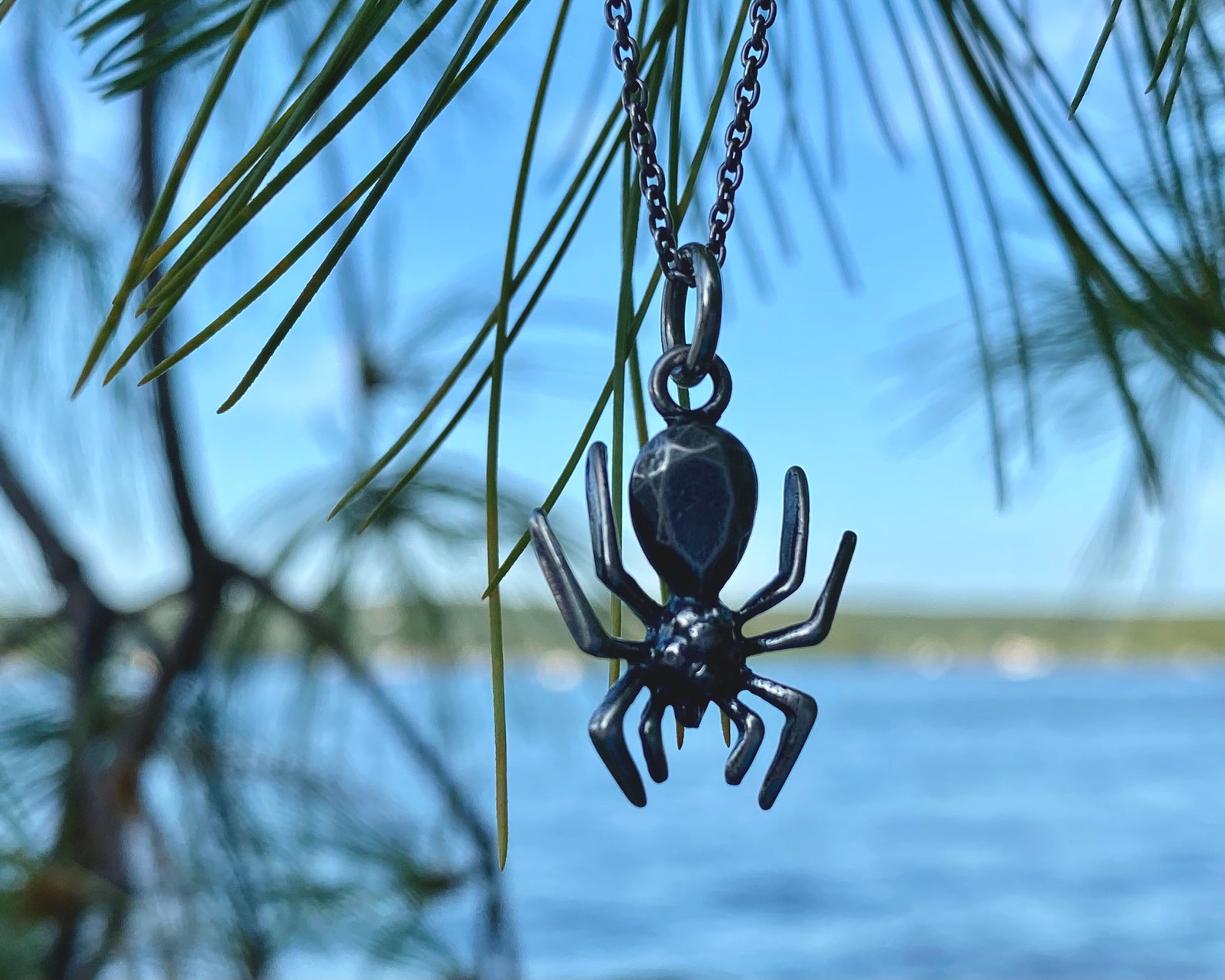 Spider Necklace Sterling Silver Whimsical Spider Jewelry - Etsy