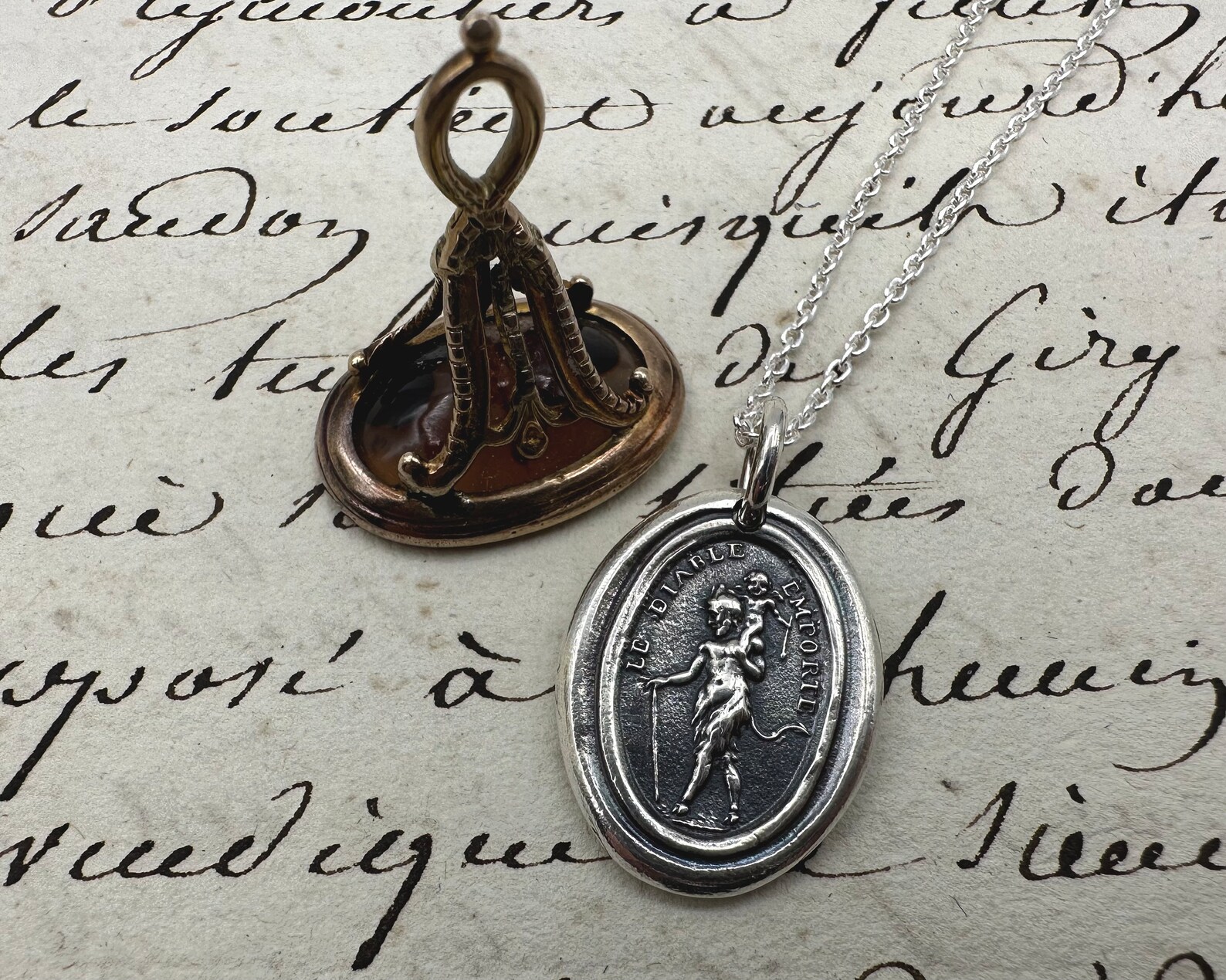 Devil Necklace - Devil and Cupid Wax Seal Necklace - Le Diable Emporte ...