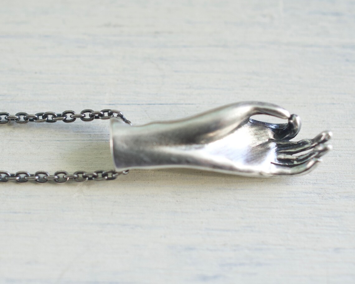 Left hand necklace figural hand pendant sterling silver | Etsy