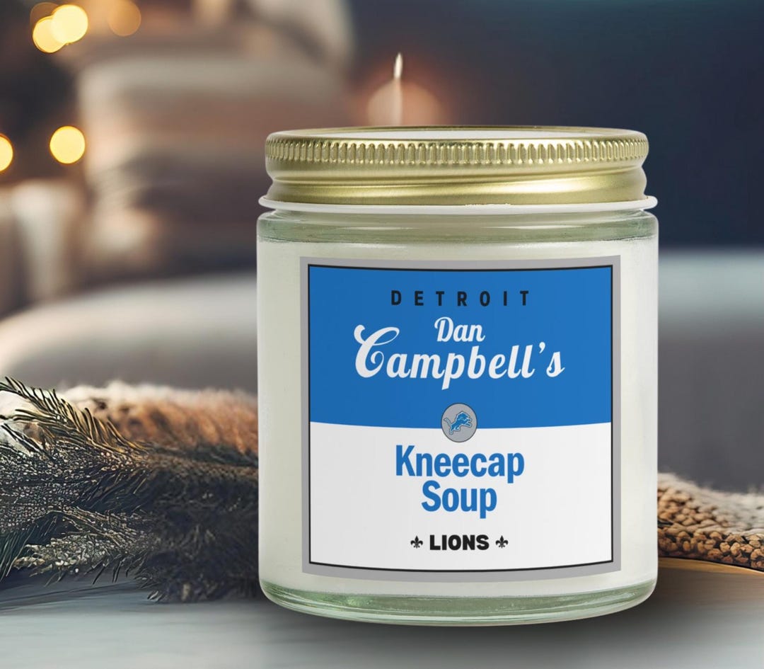 Dan Campbell Kneecap Soup Candle, Lions Candle, Lucky Game Day Candle ...