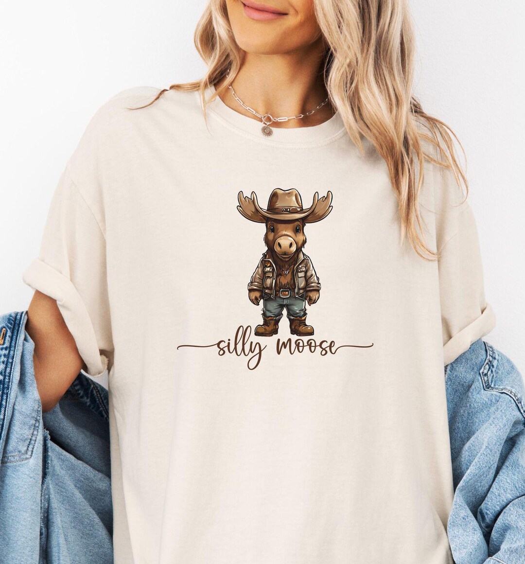 Comfort Colors Silly Moose Shirt, Animal Graphic Tee, Western Moose ...