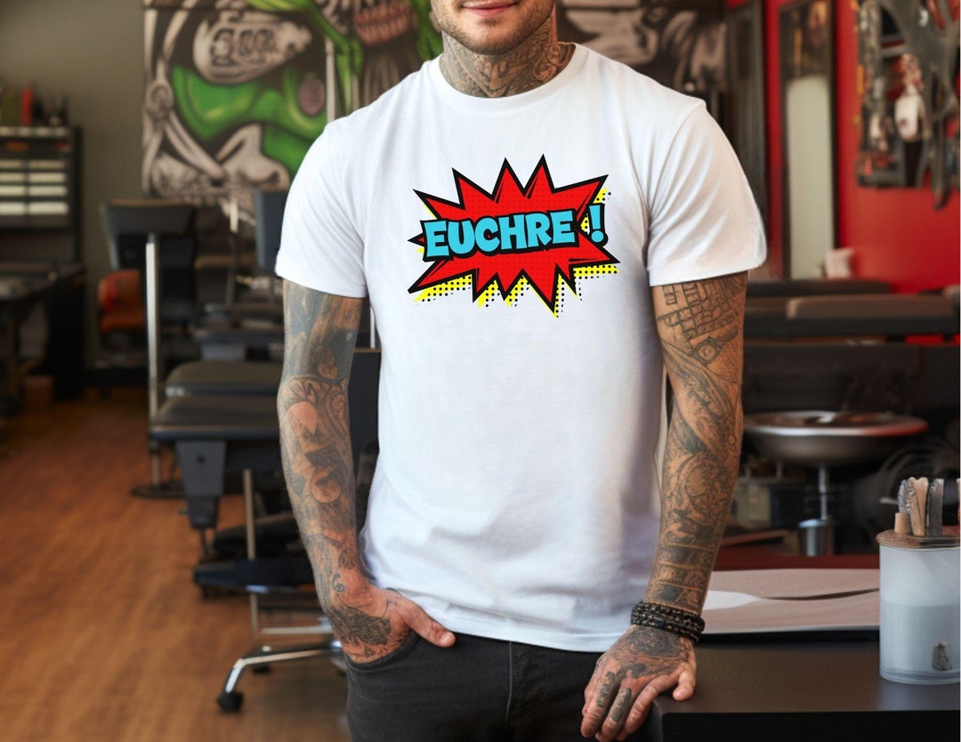 Euchre Comic Style T-shirt, Funny Euchre Tee, Card Game Shirt, Casual ...