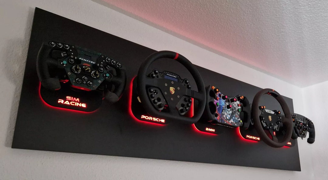 LED Sim Racing Wall Mount Steering Wheel Fanatec Simucube Moza Stand ...