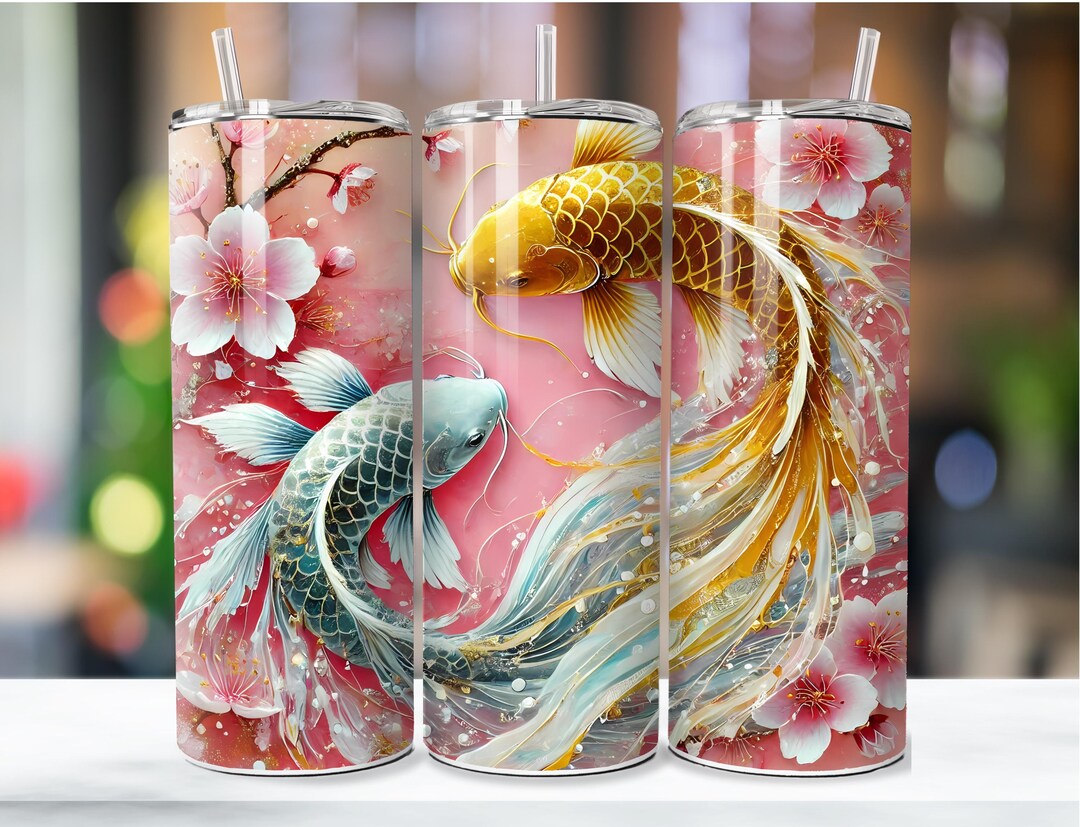 Koi Fish Tumbler Wrap: Sakura Blossoms Design (digital Download) - Etsy