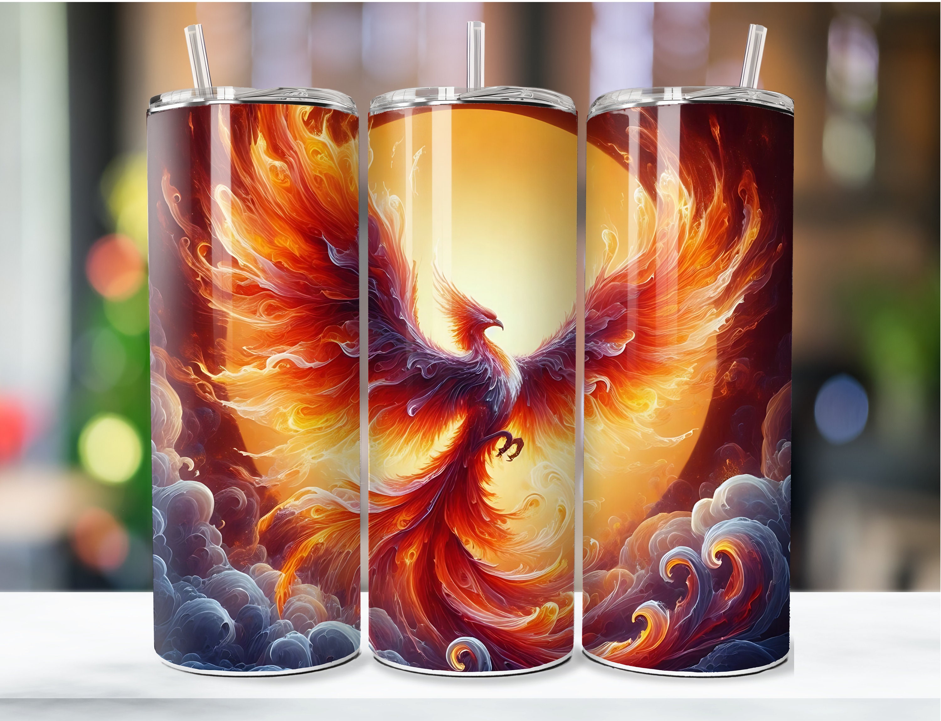 3D Phoenix Tumbler Wrap: Fiery Firebird Design (digital Download) - Etsy