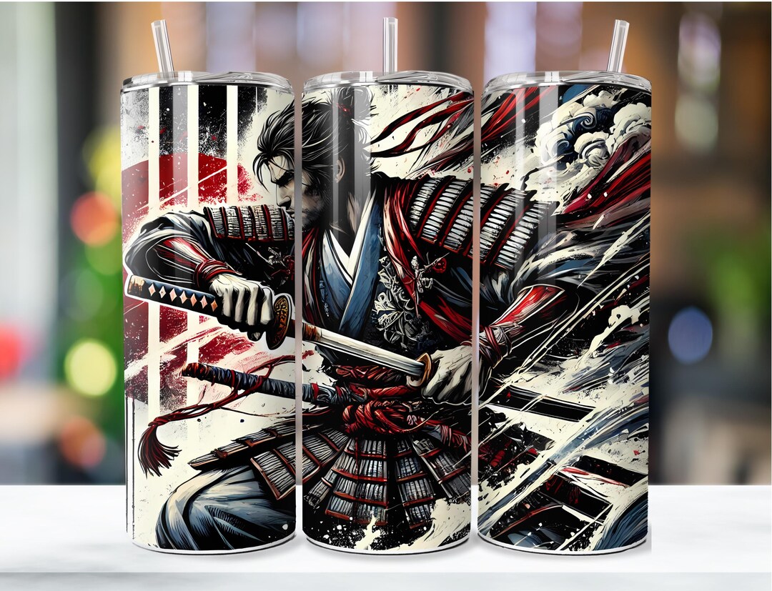 Samurai Warrior Tumbler Wrap - Japanese Bushido Art, Dynamic Samurai ...