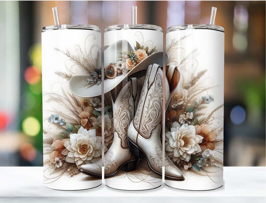 Western Floral Cowboy Boots Tumbler Wrap (digital Download) - Etsy