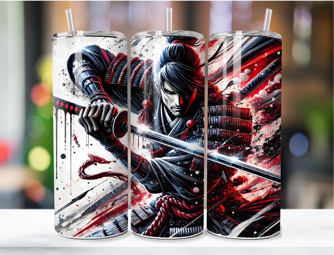 Samurai Warrior Tumbler Wrap - Japanese Sword Fighter Art, Dynamic ...