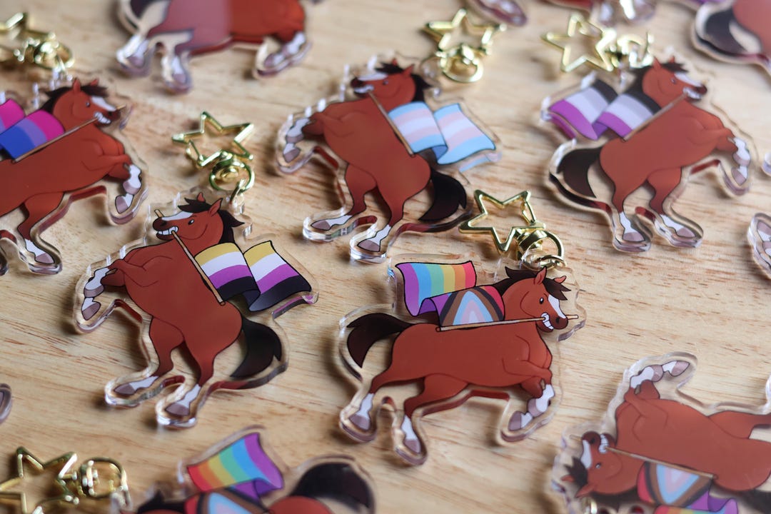 LGBT Pride Flag Horse Keychain | 3 Inch Acrylic | Gay Trans Lesbian Bi ...